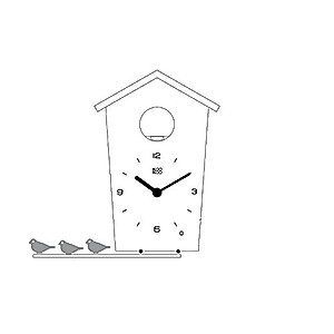 KOOKOO BirdHouse mini black, tiny modern cuckoo clock with 12 natural bird songs or cuckoo call