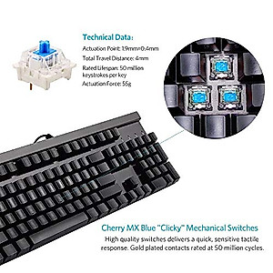 Teerwere Gaming Keyboard 104 Key Outemu Blue Switch Side Printed RGB Mechanical Gaming Keyboard Full Color Backlit System Mechanical Gaming Keyboard (Color : Black, Size : One Size)
