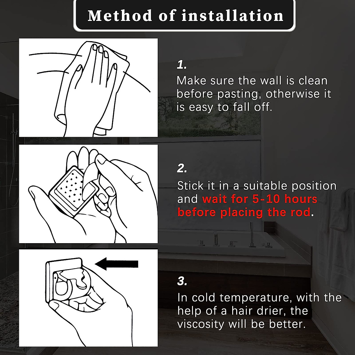 Self-Adhesive Curtain Rod Bracket Drapery Hook Holders no Nail Fixing Rod Holder Curtain Pole Wall Brackets No Screw Towel Rod Hooks for Home Bathroom and Hotel Use (8 Pieces)