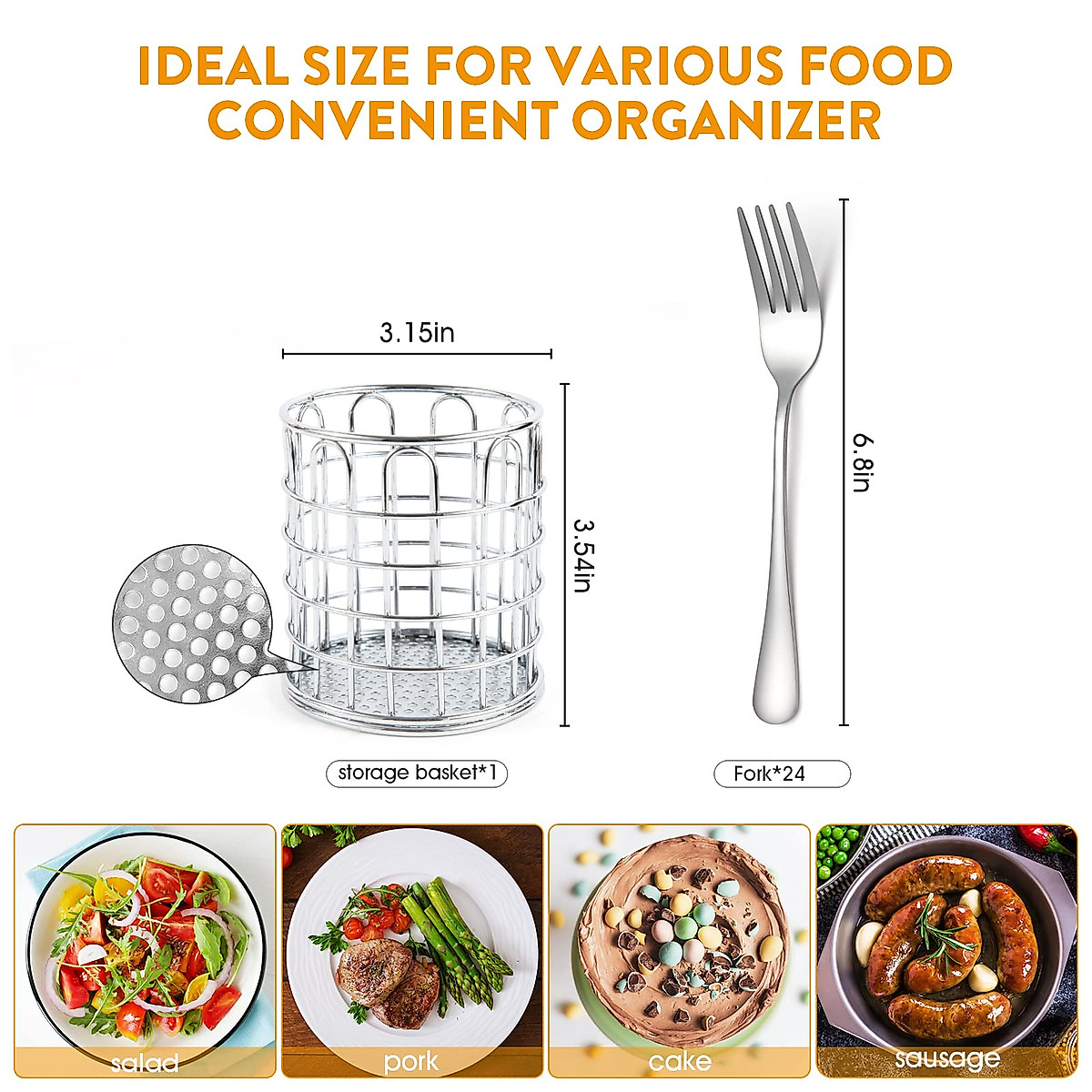 24 Pieces Salad Forks Silverware Set, Stainless Steel Flatware with, 6.8 inch Metal Cutlery for Home Kitchen and Restaurant, Dishwasher Safe