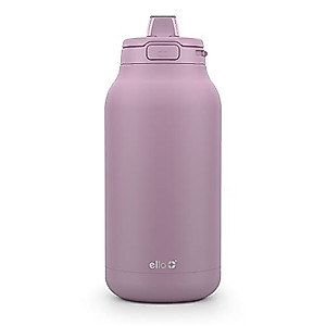 Ello Hydra 64oz Half Gallon Vacuum Insulated Stainless Steel Jug with Locking, Leak-Proof Lid and Soft Silicone Straw, Metal Reusable Water Bottle, Keeps Cold All Day, Mauve