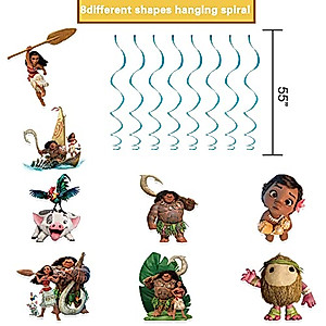 Moana Birthday Party Supplies Banner and 8*Hanging Swirls for Birthday Decorations, Kids Boys and Girls for Moana Birthday Party Decorations Happy Theme.