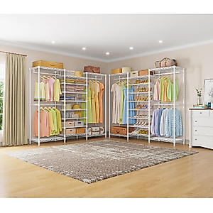 VIPEK S3 Freestanding Clothes Rack Heavy Duty Garment Rack 6-Tier Shoe Racks Closet Storage Organizer Large Wardrobe, Hanging Rod, Adjustable Metal Shelf, 68.9" L x 15.7" W x 76.4" H, White