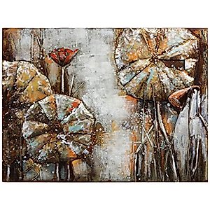 Empire Art Direct "Water Lilly Pads 1" Mixed Media Hand Painted Iron Wall Sculpture by Primo