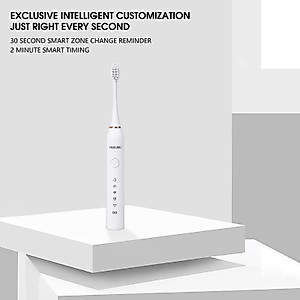 HUACAIKJ Automatic Touch Control 5-Speed Adult Models Sonic Rechargeable Dental Cleaning Electric Toothbrush (White)