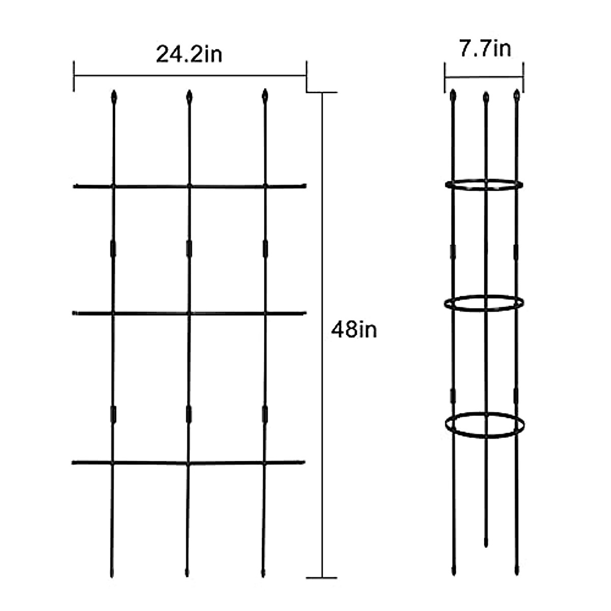 MIXXIDEA 2 Packs Garden Trellis for Climbing Plants Outdoor and Indoor - 48-Inch Garden Obelisk Trellis Adjustable Metal Trellis for Tomato Plant Support