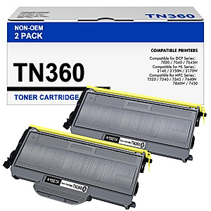 TN360 TN-360 TN330 High Yield Compatible Toner Cartridge Replacement for Brother TN360 TN330 TN-360 Compatible with DCP-7040 DCP-7030 MFC-7840W HL-2140 MFC-7340 MFC-7440N HL-2170W HL-2150N (2 Black)