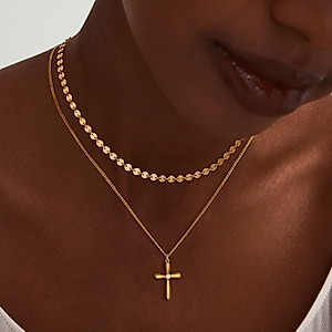 Dremmy Studios Gold Coin Choker Necklaces for Women, Dainty 14K Gold Plated Stackable Sequins Cion Disc Choker Necklaces for Women