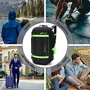 BE SMART 50L Extra Large Gym Backpack for Men, Big Gym Bag with Shoes Compartment, Waterproof Heavy Duty Duffel Bags, Men's Workout Backpacks for Outdoor Sport,Hiking,Camping,Travel (Black, XL)