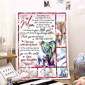 Gifts for Mom from Daughter Birthday Mom Gifts Elephant Mom Blanket - Soft Throw Blankets for Couch Bedroom