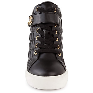 Juicy Couture Womens Wedge Sneakers High Top Womens Sneakers with Wedge, Wedgies Sneakers for Women-Journey 8.5 Black