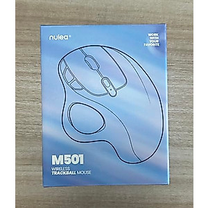 Nulea M501 Wireless Trackball Mouse, Rechargeable Ergonomic, Easy Thumb Control, Precise & Smooth Tracking, 3 Device Connection (Bluetooth or USB Receiver), Compatible for PC, Laptop, Mac, Windows.
