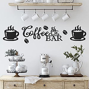 Ferraycle Coffee Bar Rustic Metal Sign Rustic Coffee Bar Hanging Wall Decor Coffee Signs for Coffee Bar Metal Coffee Wall Art for Coffee Bar Home Office Kitchen (Coffee Bar, Bean and Cup Style)