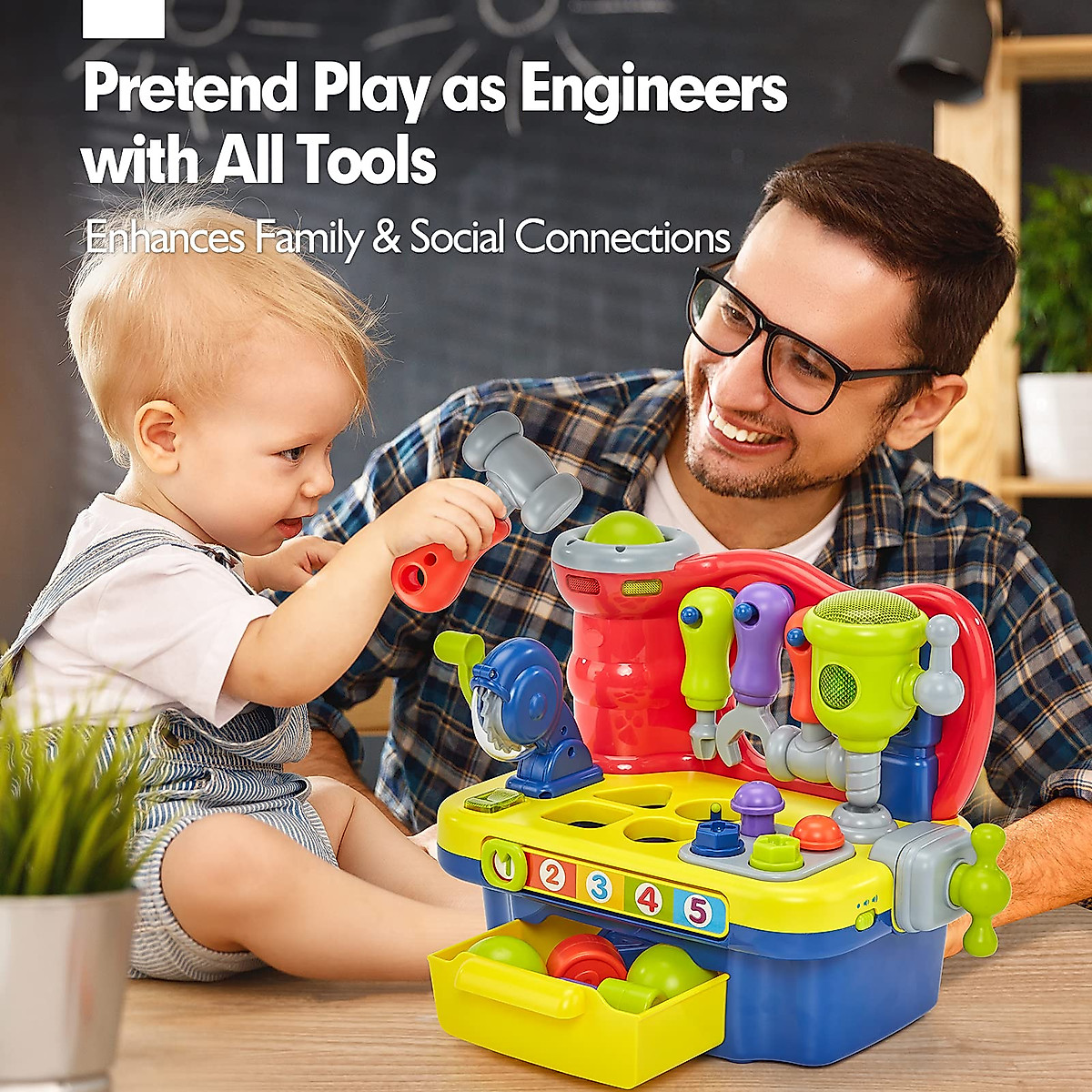 hahaland Toddler Toys for Boys Girls Gifts Toys for Ages 2 Multifunctional Music Light Workbench for Baby Boy Toys for 2-Year-Old Boy Toys for Boys Baby Toys 18+ Months Boy Toys