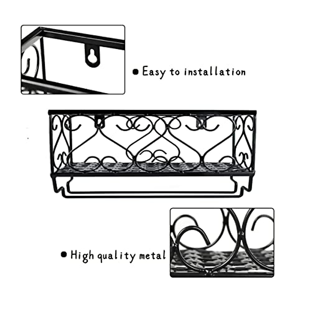 KNC Wall Mounted Wine Rack, Metal Bottle & Glass Holder with Hanging Stemware Glasses, Kitchen,Restaurant Living Room Décor,Storage Rack (Samll(25cm/9.84in))