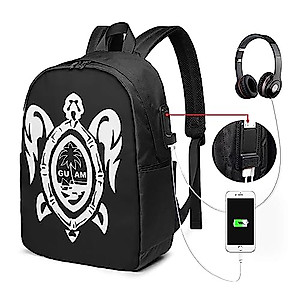 ZEYUANKA Guam Seal In A Tribal Turtle Backpack,Unisex Lightweight Travel Laptop Backpack 17 in Bookbag Daypack