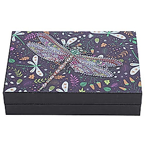 Rhinestone Painting Jewelry Box, Dragonfly Pattern Storage Case for 5D DIY Storage Container Embroidery Kits for Gifts