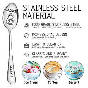 Angirlish Personalized Coffee Spoons, Engraved Name Stainless Steel Spoons, Coffee Tea Lover Gifts for Husband Wife Couple, Birthday Anniversary Christmas Gifts, Mirror Finished & Dishwasher Safe