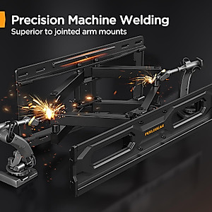 Perlegear Full Motion TV Wall Mount Bracket Swivel Articulating Extension Tilt Arms for 26-65 inch Flat Curved TVs, Max VESA 400x400mm up to 99lbs,16" Wood Studs,PGMFK4