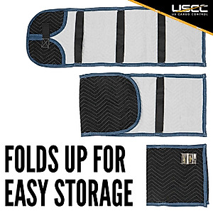 US Cargo Control Quilted Hand Truck Cover, Rounded Top Appliance Dolly Cover, 50 x 16 Inches, Essential Moving Supplies, Black/Blue Moving Pad, Woven Cotton/Polyester, Case of 12 Round Top Covers