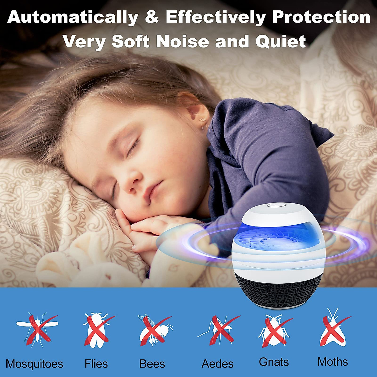 Hodiax Nap n Trap! Mini Indoor Mosquito Killer, Insects and Fly Trap with USB Power Cord, Desktop Small Non Zapper for Pest Control with LED Night Light (2 Pack)