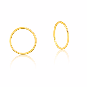 18k Solid Yellow Gold Helix Hoop Cartilage Earrings Piercing or Nose Ring Hoop 9 mm for Teens and Women