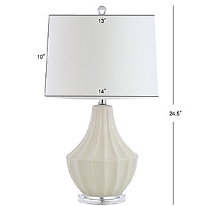 JONATHAN Y JYL8018C Tate 24.5" Ceramic LED Table Lamp Contemporary Transitional Bedside Desk Nightstand Lamp for Bedroom Living Room Office College Bookcase LED Bulb Included, Cream