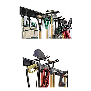 Ultrawall 22 PCS Tool Storage Rack, 112 Inches Adjustable Garage Organization Wall Mounted Storage System with 15 Hooks, Heavy Duty Steel Garden Tool Organizer Wall Holders