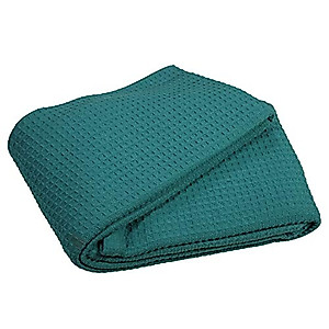 Waffle Weave King Blanket 102x90 inch-Teal,King Cotton Blanket,Teal King Blanket,Breathable Blanket,Farmhouse Throw Blanket,Textured Throw Blanket,Throw Blanket,All Season Cotton Blanket