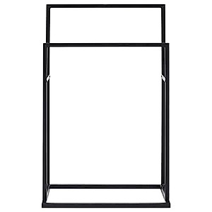 FAMIROSA Freestanding Towel Rack Black 18.9"x9.4"x30.9" Iron ( Weight: 4.59 lbs)