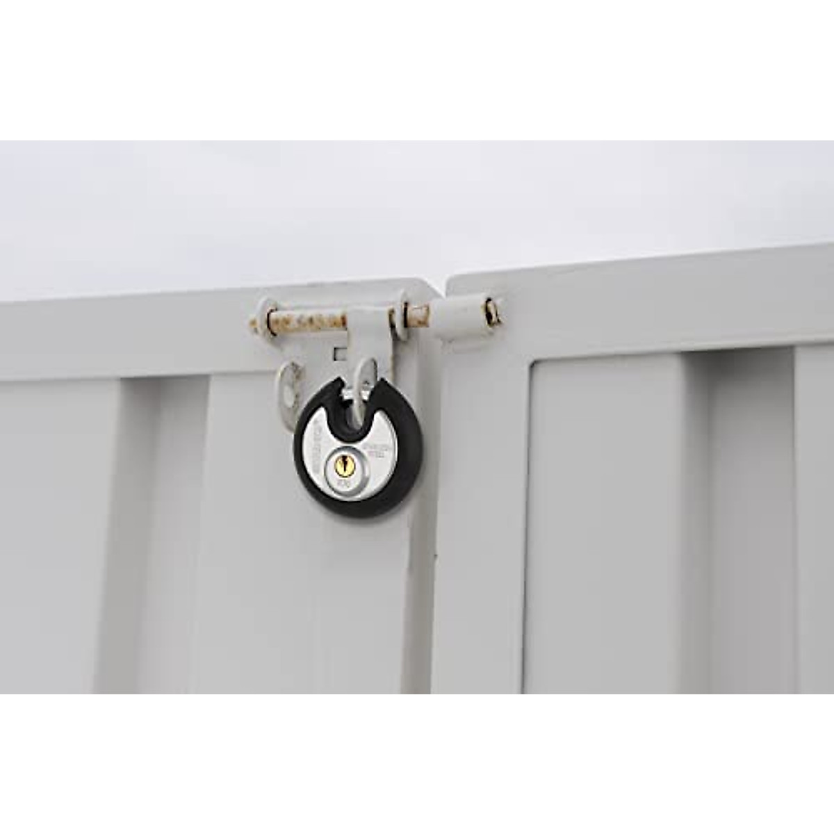 BRINKS Heavy Duty Padlocks & Keys 4 Pack 70mm Stainless Steel Keyed Alike Commercial Discus Keyed Lock for Storage Shed Garage Locker Sliding Doors Cabinets & More Round with Boron Shackle, Black