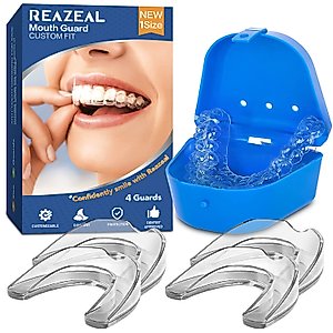 Mouth Guard for Grinding Teeth at Night: Moldable Dental Guard for Sleeping 4 Pack/One Size