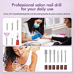 Nail Drill CANDWHIP, Cordless Electric Nail Drill Professional Efile Nail Drill Kit for Acrylic, Gel Nails, Manicure Pedicure Polishing Shape Tools Design for Home Salon Use Gray