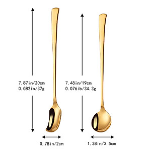 Mafier 7.87/7.48-Inch Long Handle Spoon,Ice Tea Spoons,Stirring Spoons,Coffee Spoon,Stainless Steel Cocktail Spoon,Coffee Bar Accessories Set of 8(Gold)