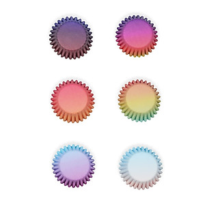 qiqee Jumbo Cupcake Liners 300PCS Gradient Cupcake Cups 6 Designs Cupcake Papers Baking Cups Cupcake Wrappers (Large Size)