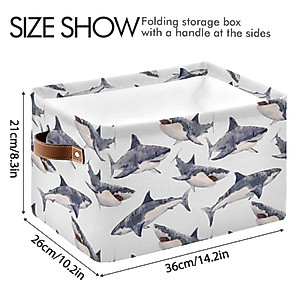 SDMKA Fabric Storage Baskets Sharks Foldable Baskets Large Storage Bins for Organizing Shelves Closet Home, Decorate Your Rooms