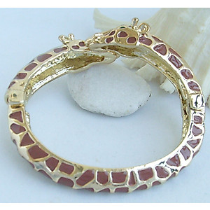 Unique Animal Giraffe Bracelet Bangle Cuff Clear Austrian Crystal Gold-Tone Brown Spot