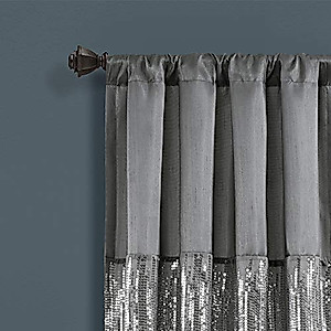 Lush Decor Night Sky Window Curtain Panel for Living, Bedroom, Dining Room (Single Curtain), 42"W x 95"L, Gray & White