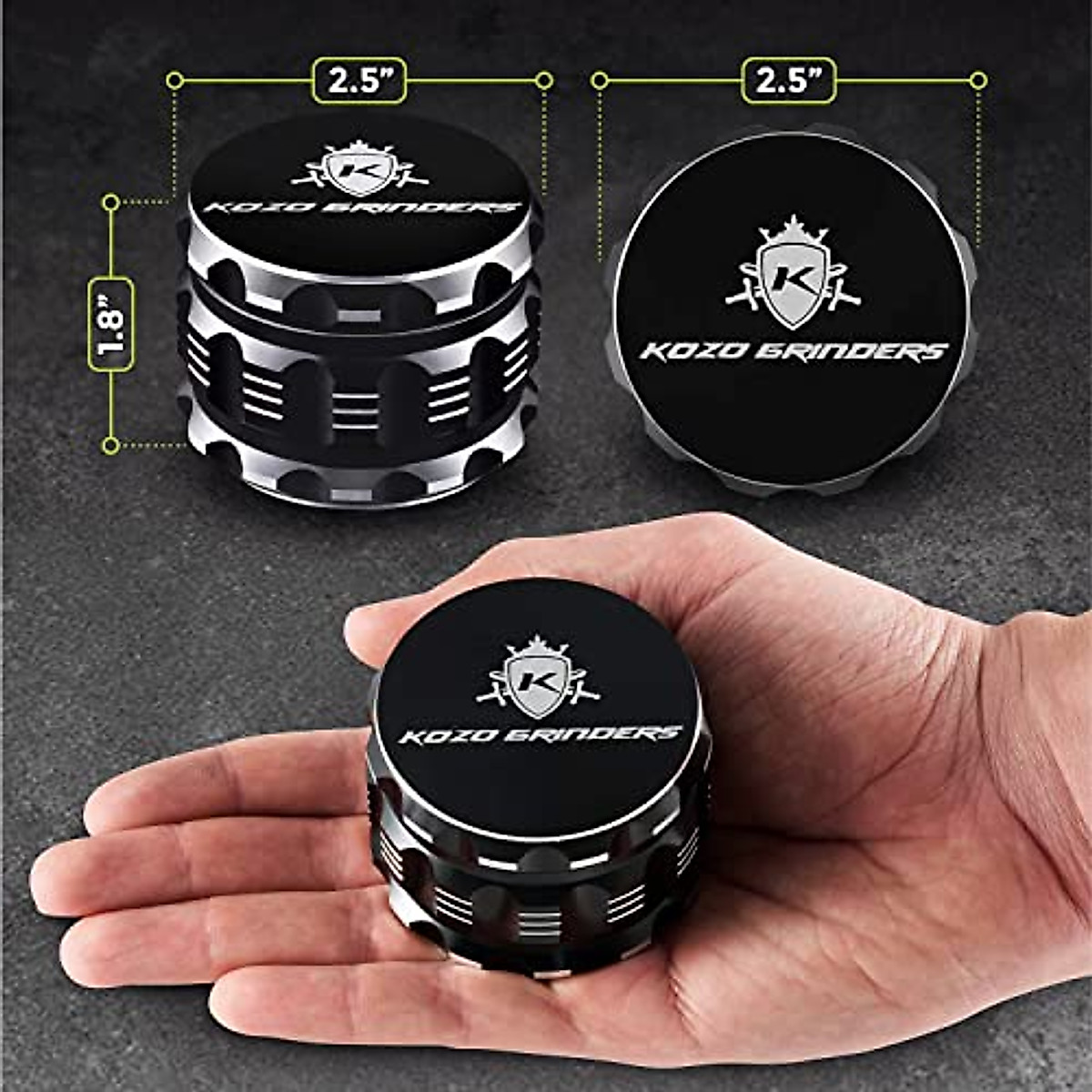 Kozo Spice Grinder (2.5",Black)