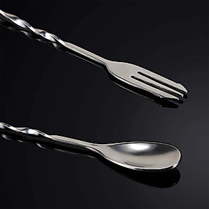 kiniza 2 Pcs 12 Inch Bar Spoon, Cocktail Mixing Stirrers for Drink with Long Handle Spiral Pattern, Stainless Steel Cocktail Spoon Mixing Spoons Ideal Bartender Tool Home and Bar