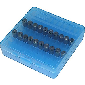 MTM 100 Round Flip-Top Ammo Box 40/45/10MM Cal (Clear Blue)