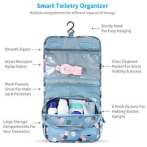 Sampees Portable Hanging Toiletry Bag Travel Makeup Pouch Waterproof Organizer Multifunction Cosmetic Bag for Women Girl