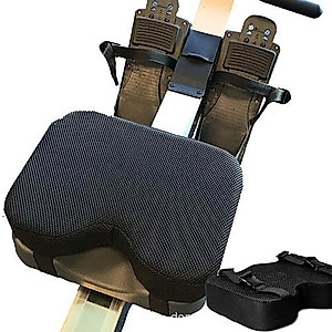 Rowing Machine Seat Cushion,Rower Accessories and Seat Padwith Custom Memory Foam, Washable Cover, and Straps- Concept 2 Rower, Recumbent Stationary Bike