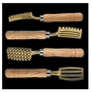 Kwizing Made in Japan [Extra Large] Fish Scaler Brush with Brass Serrated Sawtooth and Ergonomic Wooden Handle - Easily Remove Fish Scales Without Fuss Or Mess - Handcrafted by Japanese Artisans