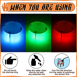 Kanayu 2 Sets Halloween Ultrasonic Mist Maker Fogger 12 LED Lights Aluminum Mister with Adjustable Fog Controller Splash Guard for Water Fountain Pond Fishtank (Plastic, Bright Style)