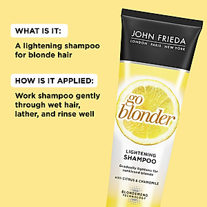 John Frieda Sheer Blonde Go Blonder Shampoo, Gradual Lightening Shampoo, 8.3 oz, with Citrus and Chamomile, featuring our BlondMend Technology 8.3Oz Bottle