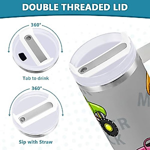 ODAWA Large Colorful Trucks Stainless Steel Tumblers with Handle and Straw Travel Insulated Tumblers
