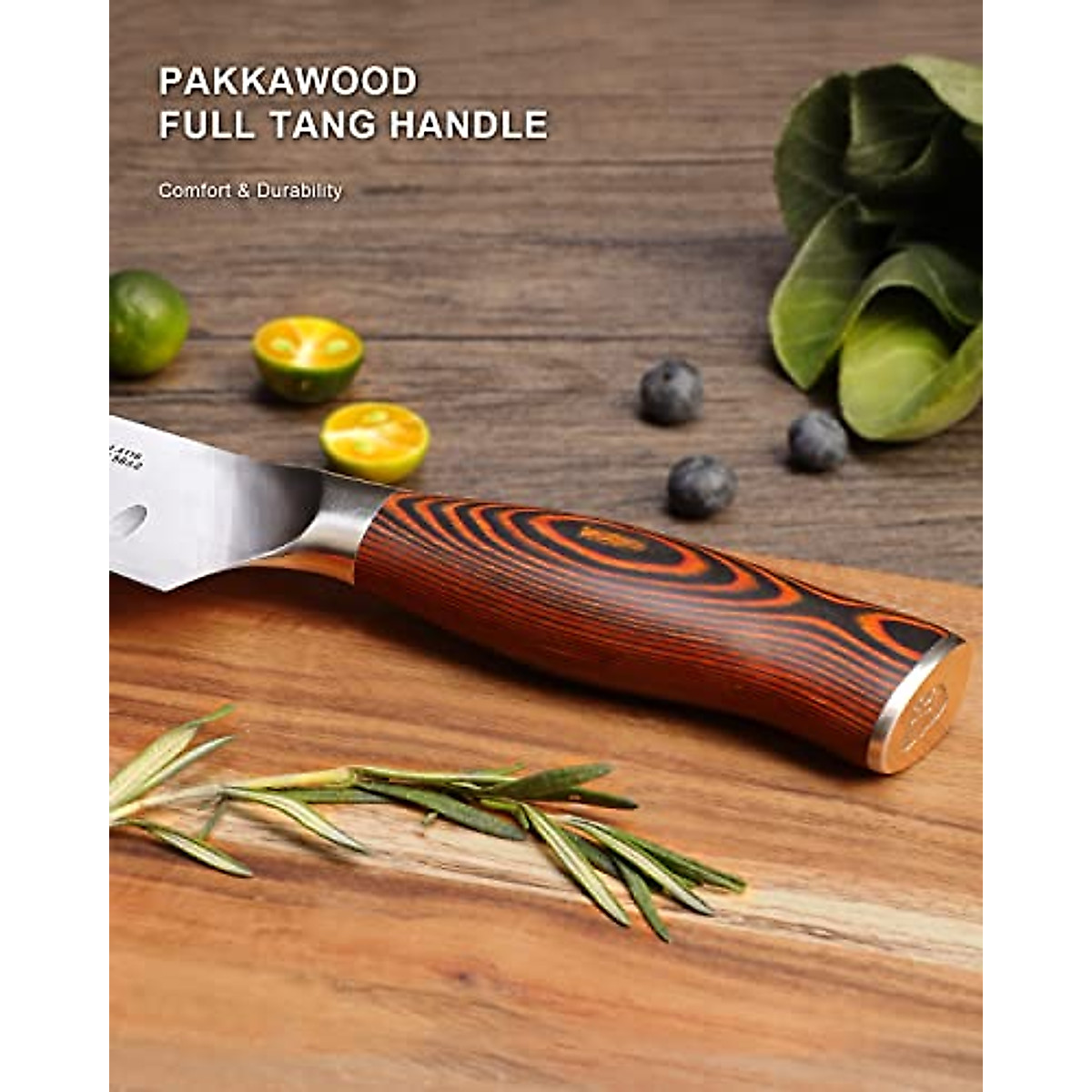 TUO Santoku Knife - 7 inch Kitchen Knife Japanese Chef Knife, High Carbon Stainless Steel Chef Knife, Ergonomic Pakkawood Handle, Gift Box - Fiery Phoenix Series