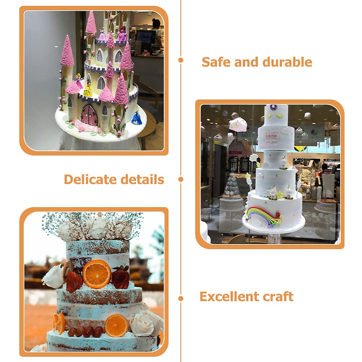 PAREKS Foam Cake Dummies 4pcs Fake Foam Cakes Foam Cake Dummy 4 Tiers Round Wedding Display Cake Models Practicing Molds for DIY Decorating Cake Dummies/1190