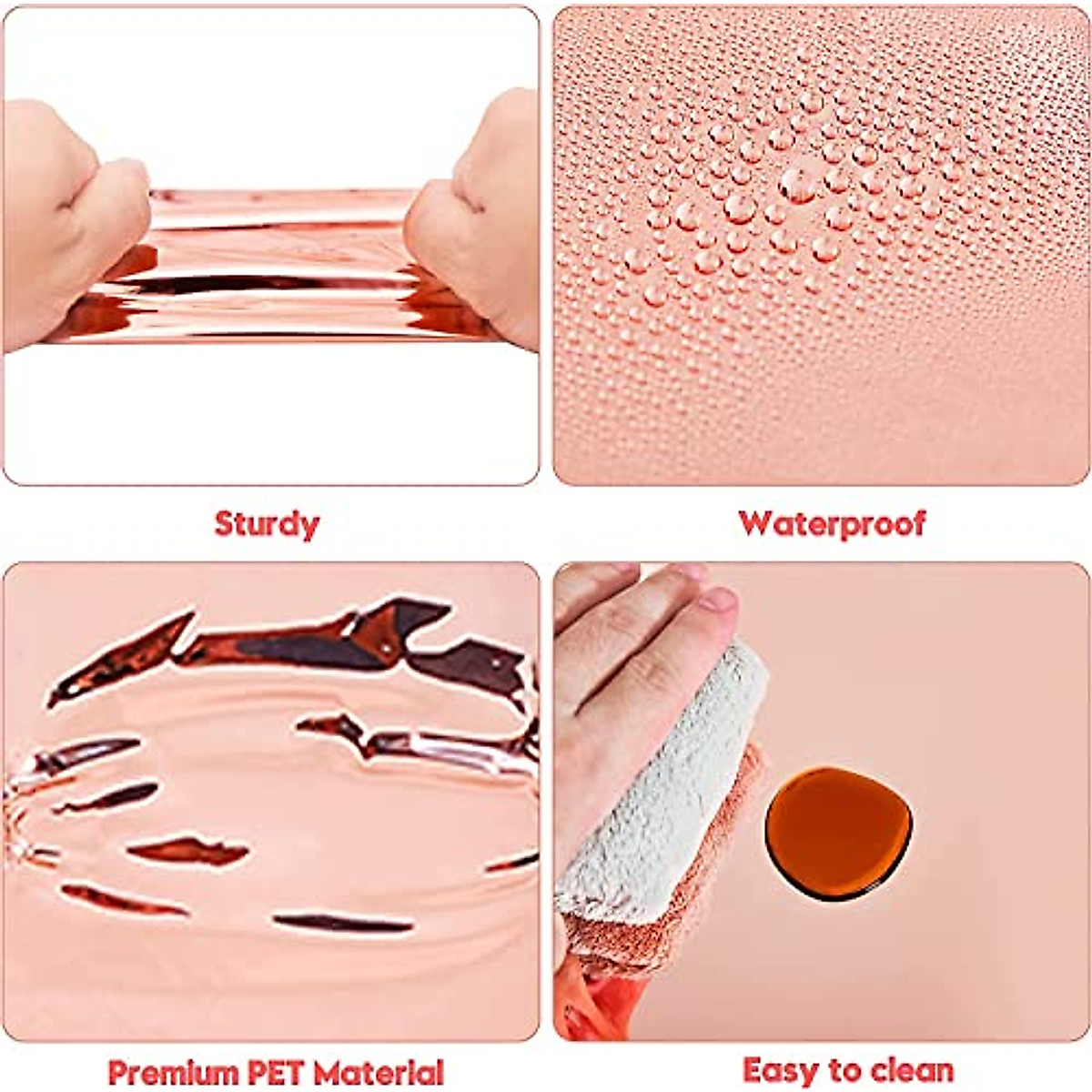 2 Pack Rose Gold Foil Tablecloth Table Cover Shiny Tablecloth for Party Wedding, Birthday, Baby Shower, Girl’s Night, Anniversary, Thanksgiving, Christmas, 40 x 108 Inches